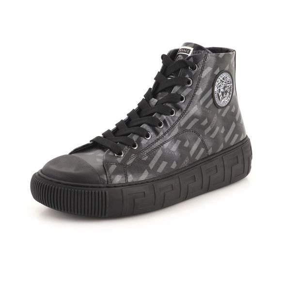Versace | Shoes | Versace Mens La Greca Hightop Sneakers Printed ...